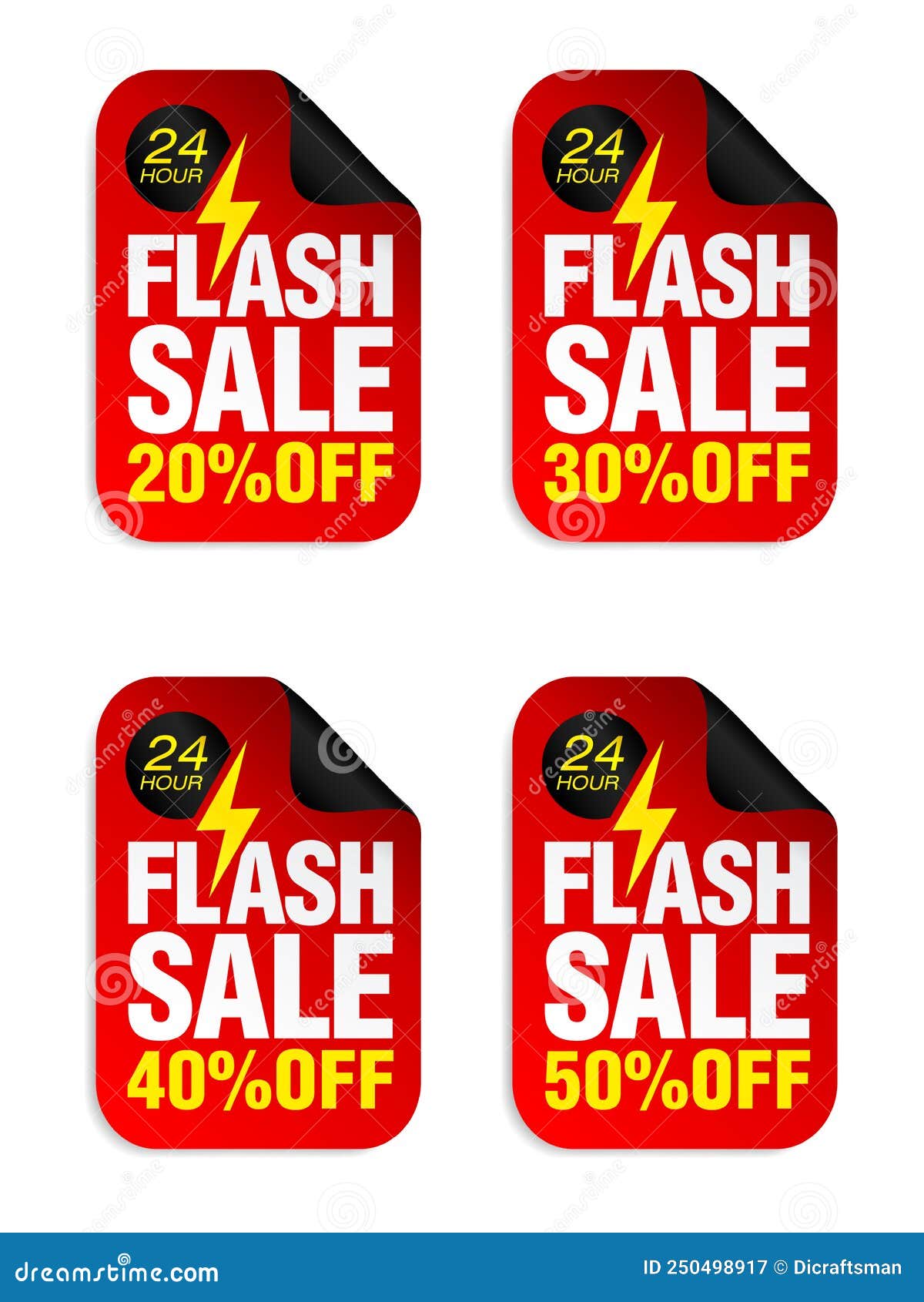 Flash Sale Red Sticker Set. Sale 20 , 30 , 40 , 50 Off Stock Vector ...