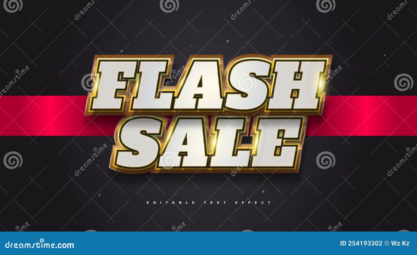 Flash Sale Text in White and Gold with 3D Embossed Effect Stock Vector ...