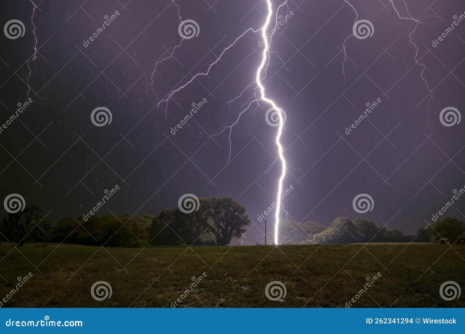 Flash of Scenic Lightning during a Thunderstorm Stock Photo - Image of ...