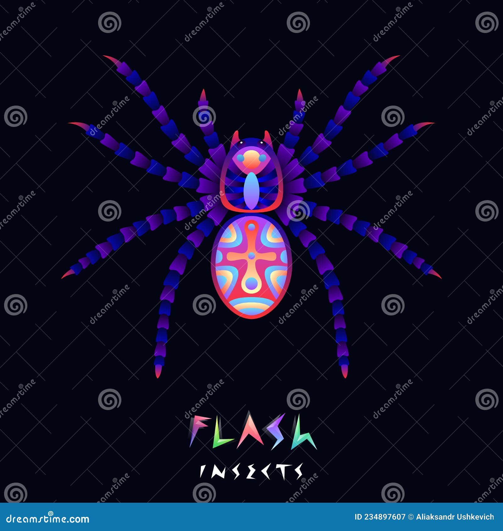 Flash spider illustration stock vector. Illustration of label - 234897607