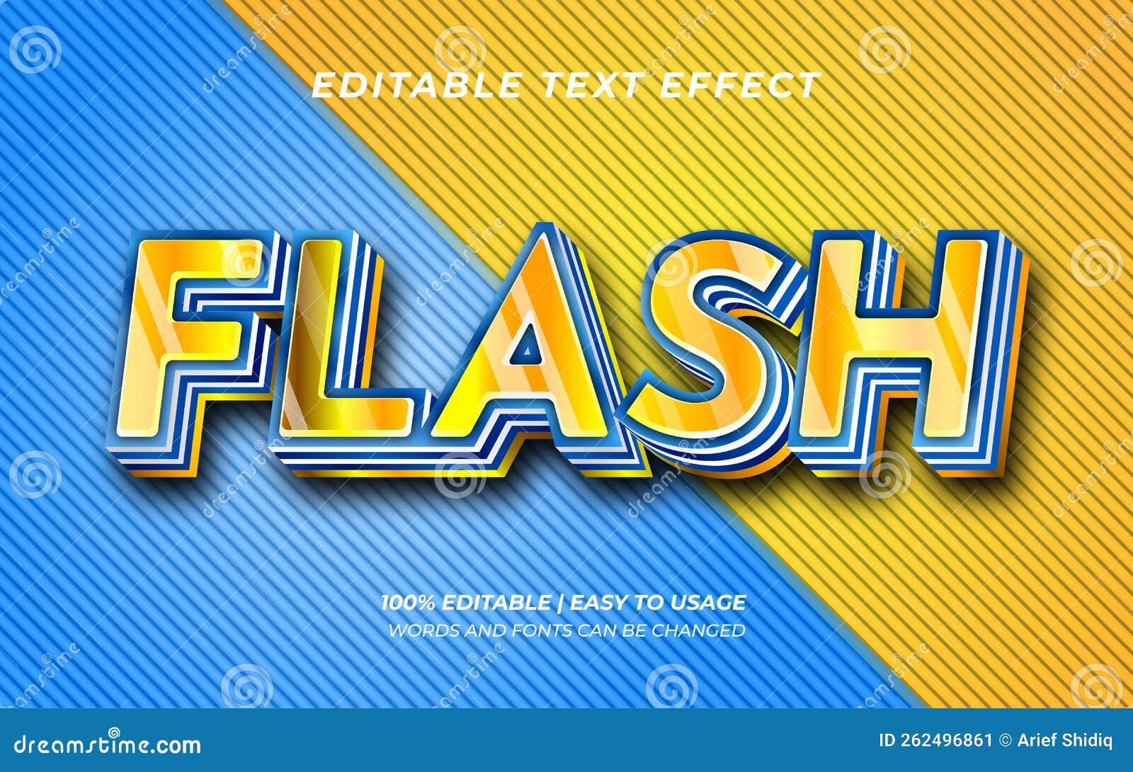 Flash Text Effect with Modern 3d Style Editable Stock Vector ...
