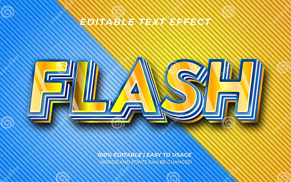 Flash Text Effect with Modern 3d Style Editable Stock Vector ...