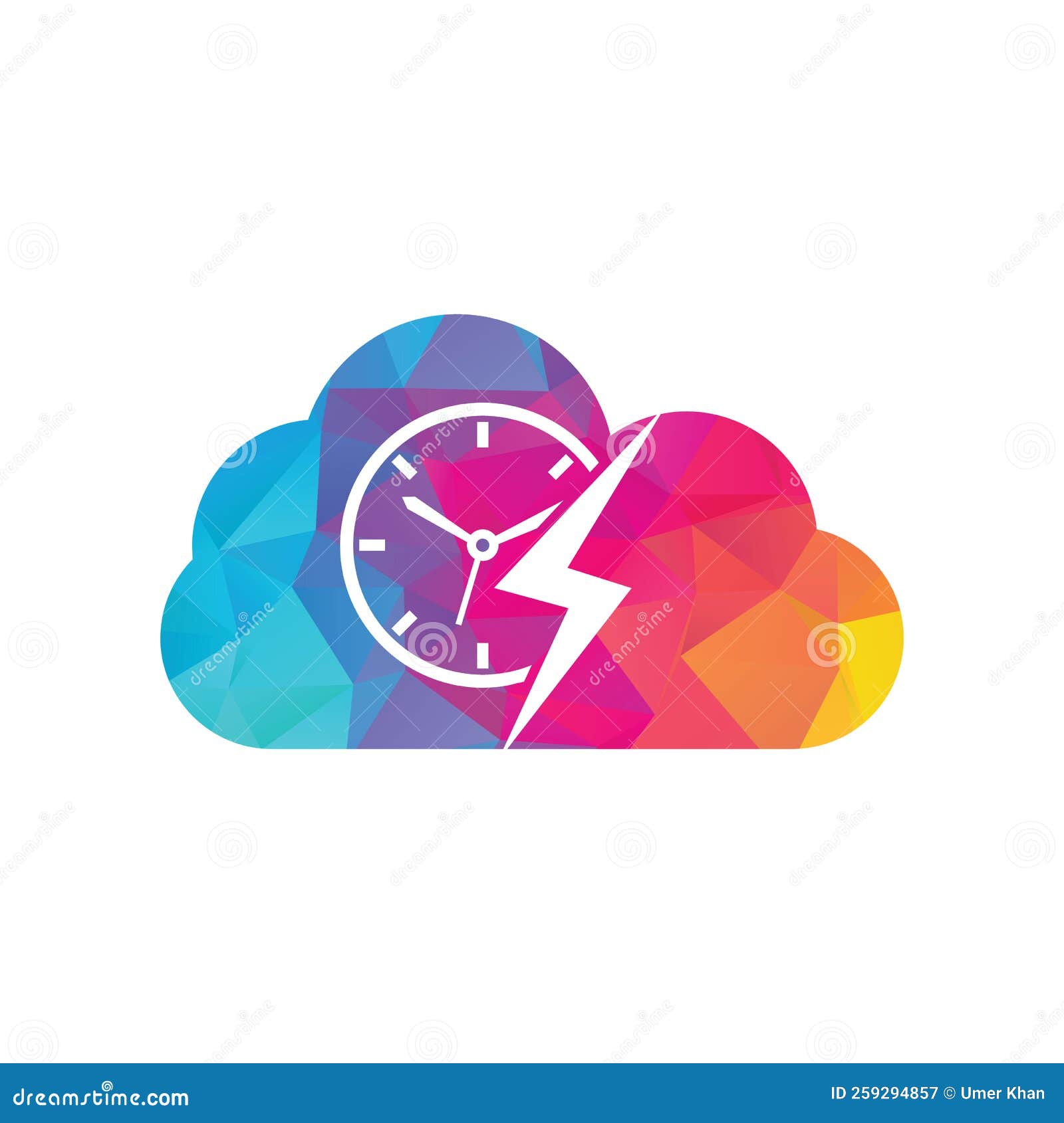 Flash Time Cloud Shape Concept Vector Logo Design. Stock Vector ...