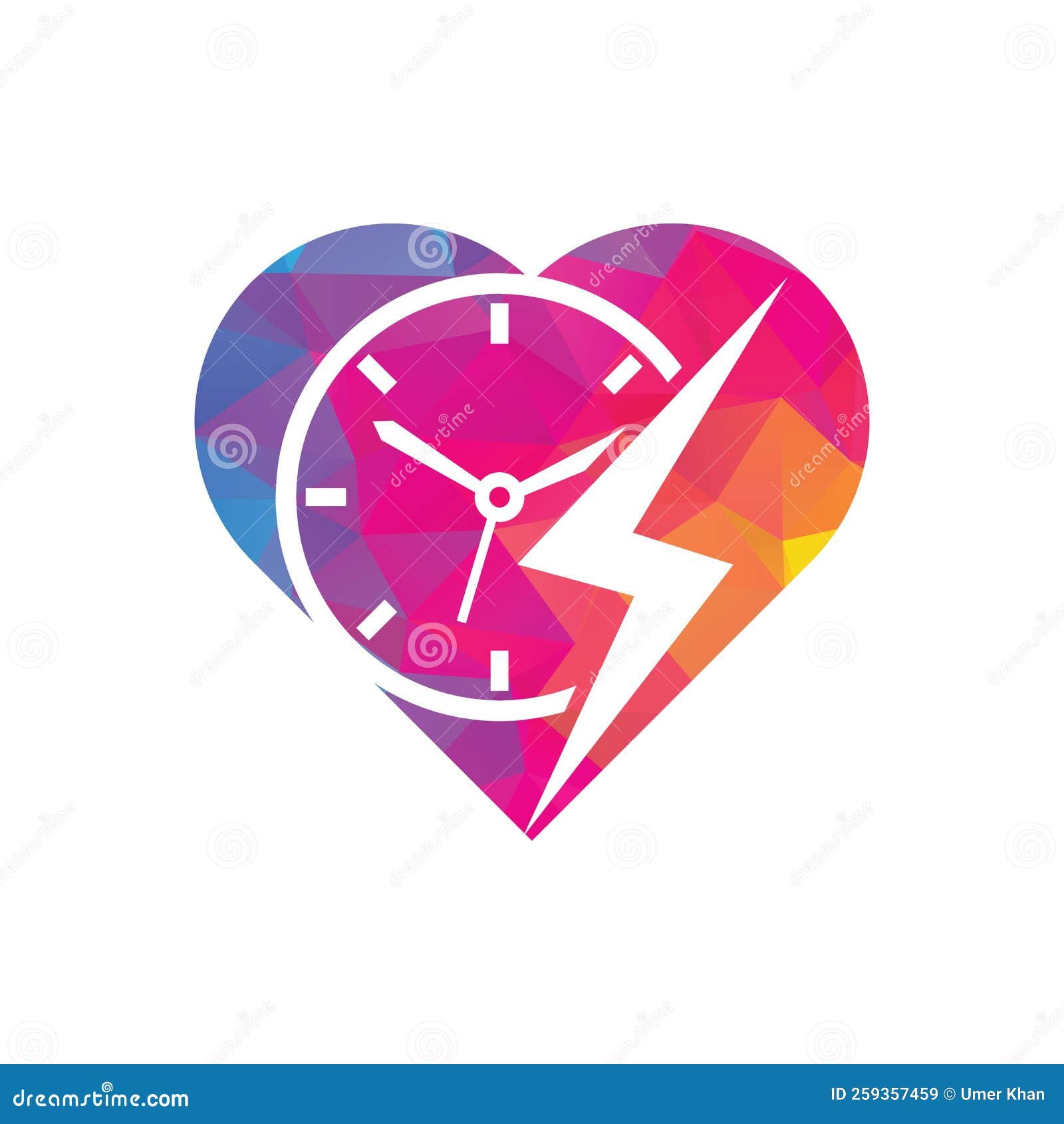 Flash Time Heart Shape Concept Vector Logo Design. Stock Vector ...
