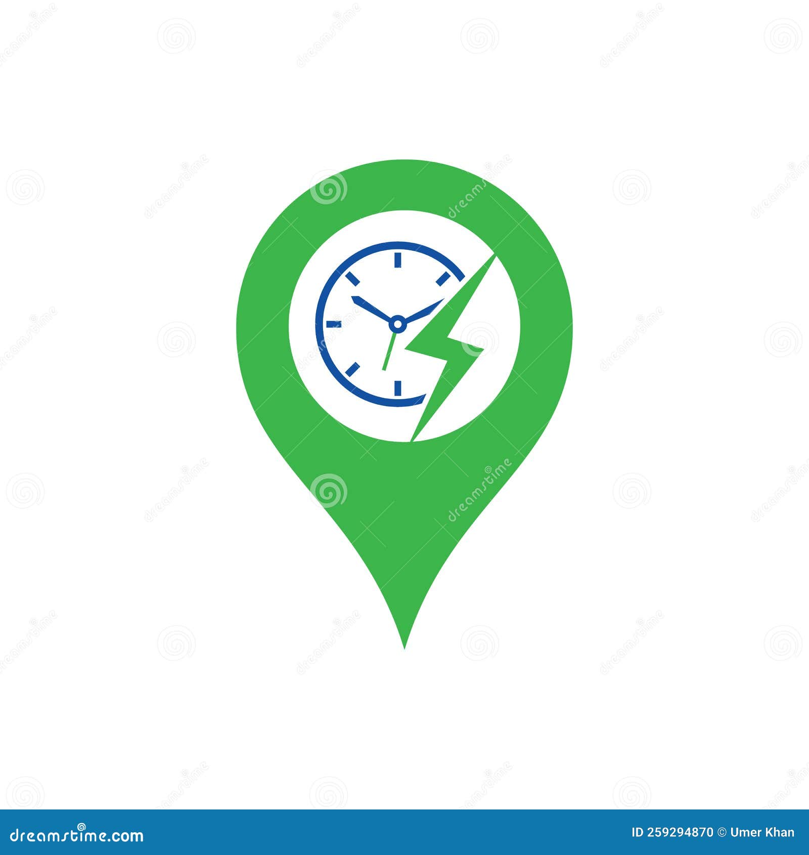 Flash Time Map Pin Shape Concept Vector Logo Design. Stock Vector ...