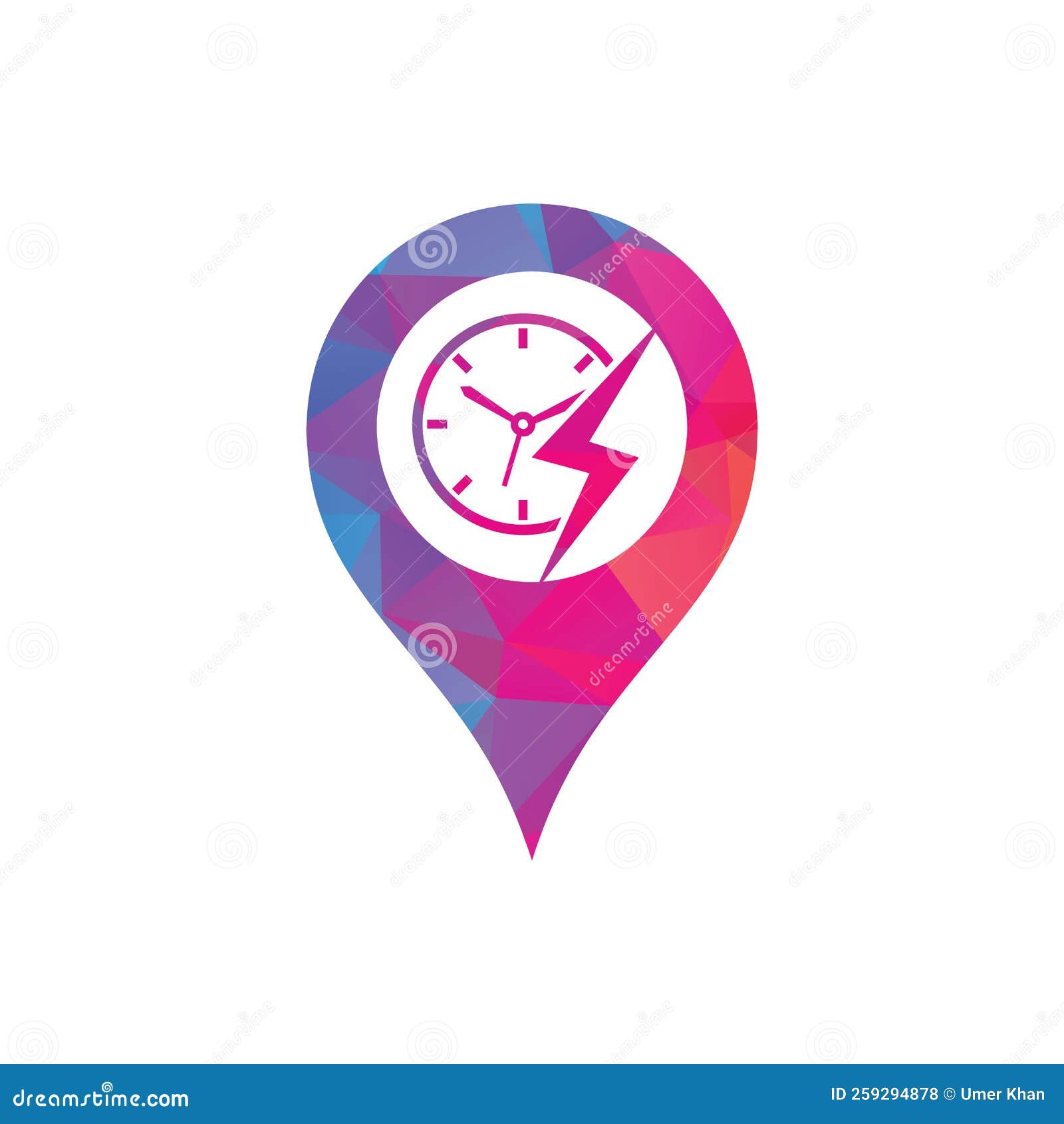 Flash Time Map Pin Shape Concept Vector Logo Design. Stock Vector ...