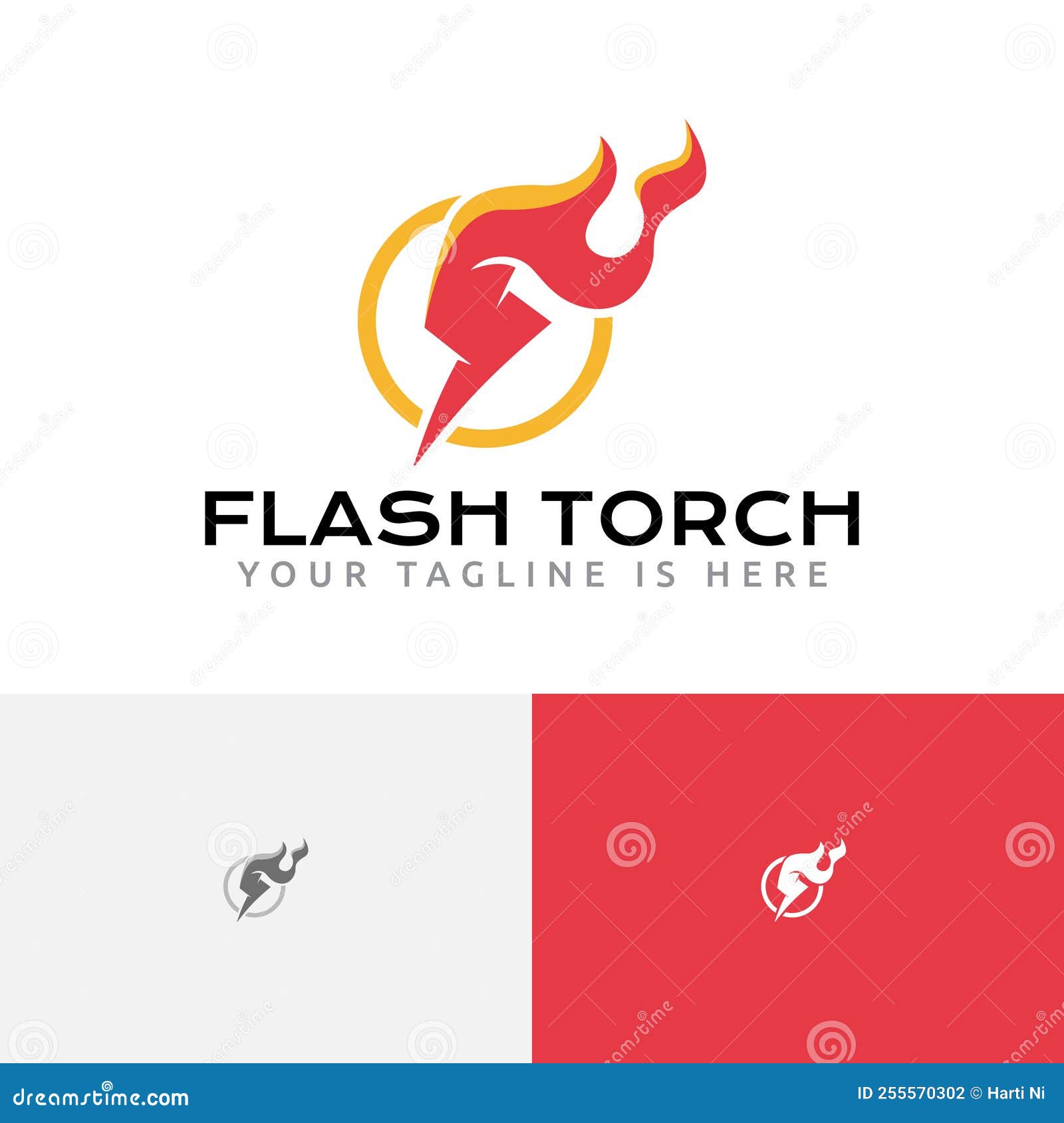 Flash Torch Bolt Thunder Fire Flame Logo Stock Vector - Illustration of ...