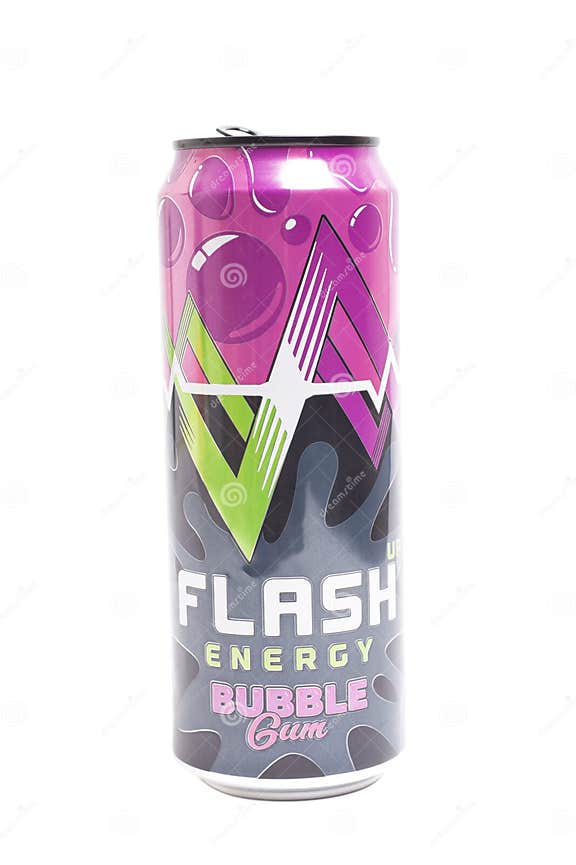 Flash Up Energy Bubble Gum Energy Drink. Editorial Photo - Image of ...