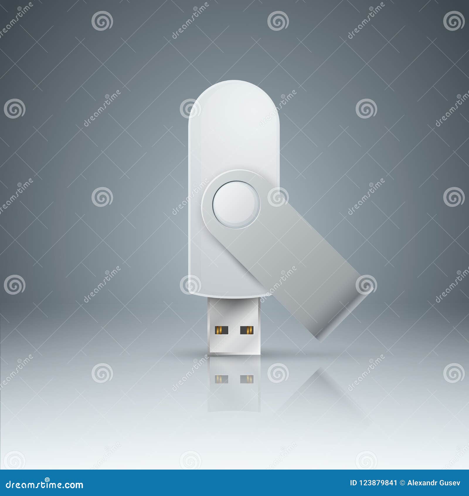 Flash Usb - Realistic Icon on the Grey Background Stock Vector ...
