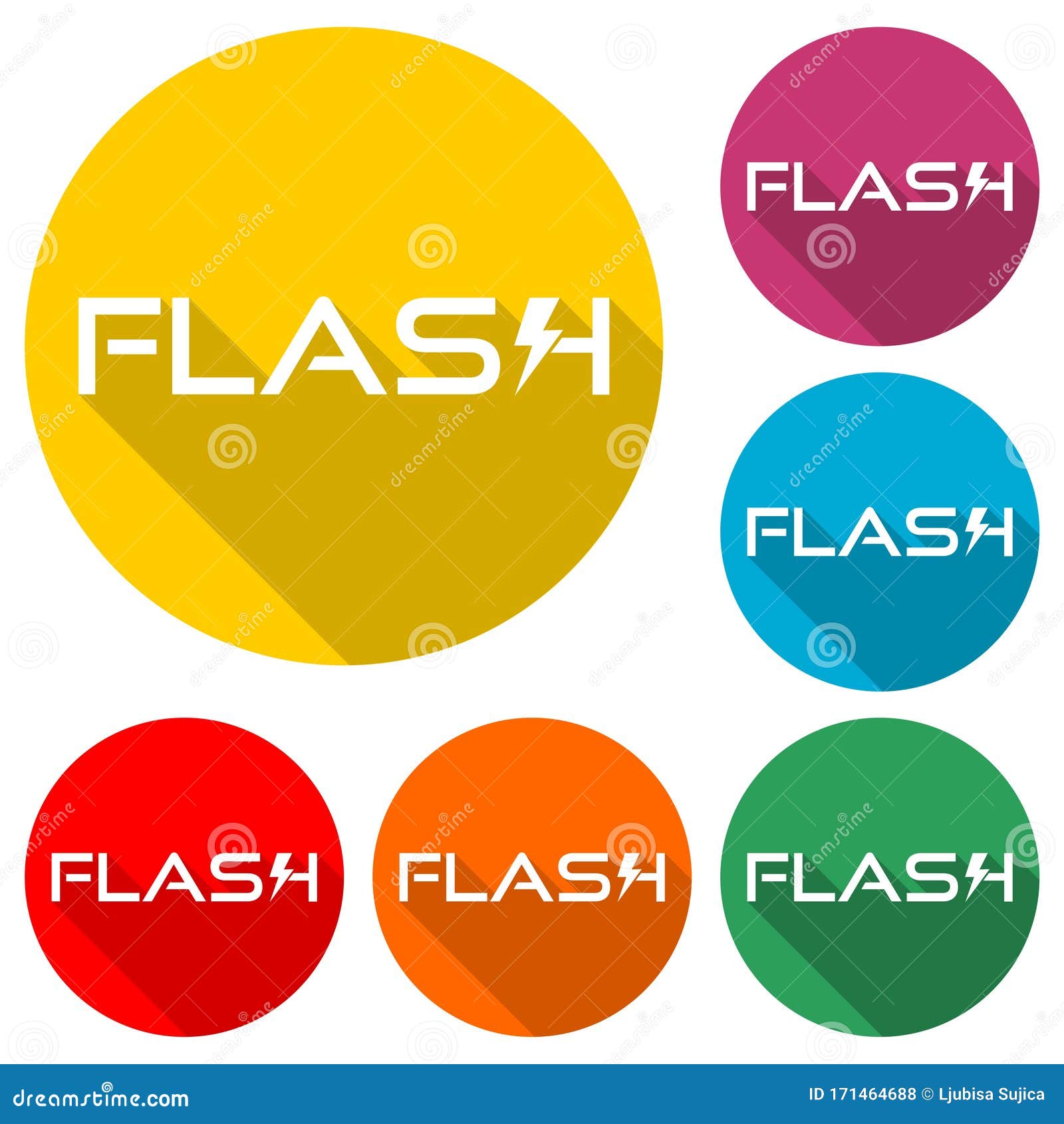 Flash Word Icon with Long Shadow Stock Illustration - Illustration of ...