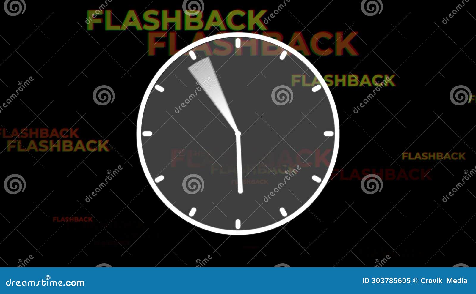 Flashback Sign Behind the Clock with Hands Rotating Backward. Graphic ...