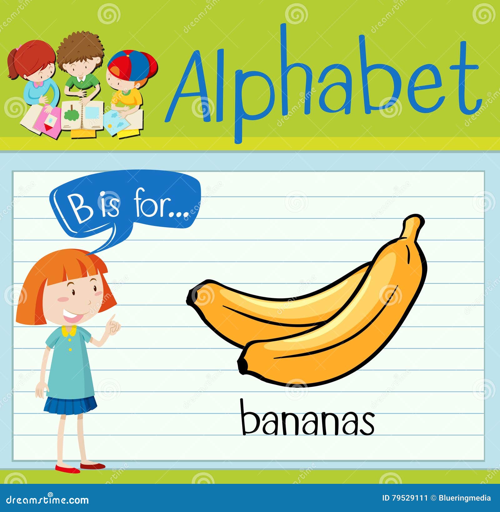 Flashcard Alphabet B is for Bananas Stock Vector - Illustration of clip ...