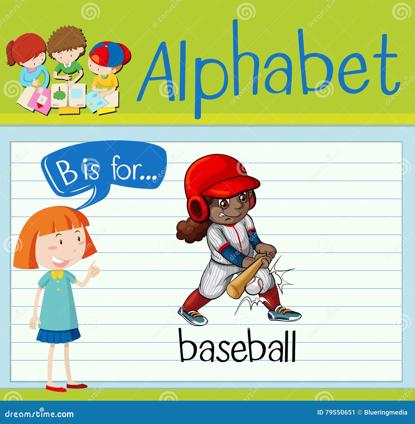 Flashcard Alphabet B is for Baseball Stock Illustration - Illustration ...