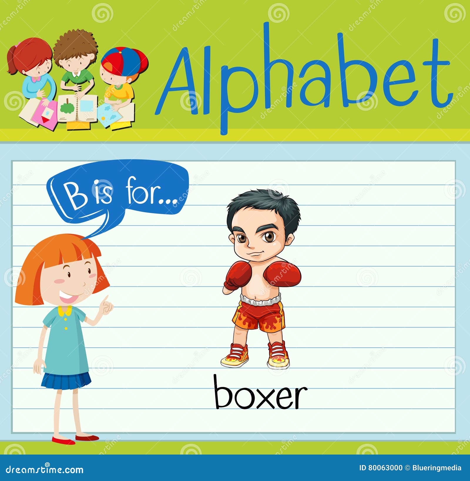 Flashcard Alphabet B is for Boxer Stock Vector - Illustration of ...