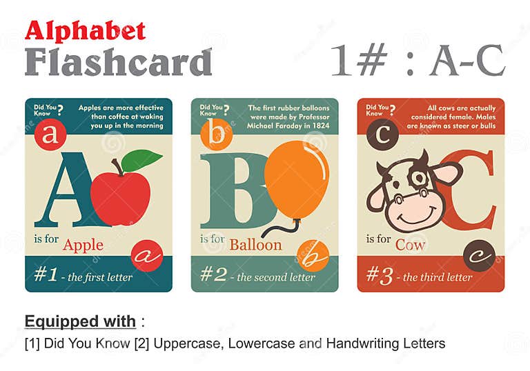 Flashcard Alphabet a B C in 3 Different Color with Information Vector ...