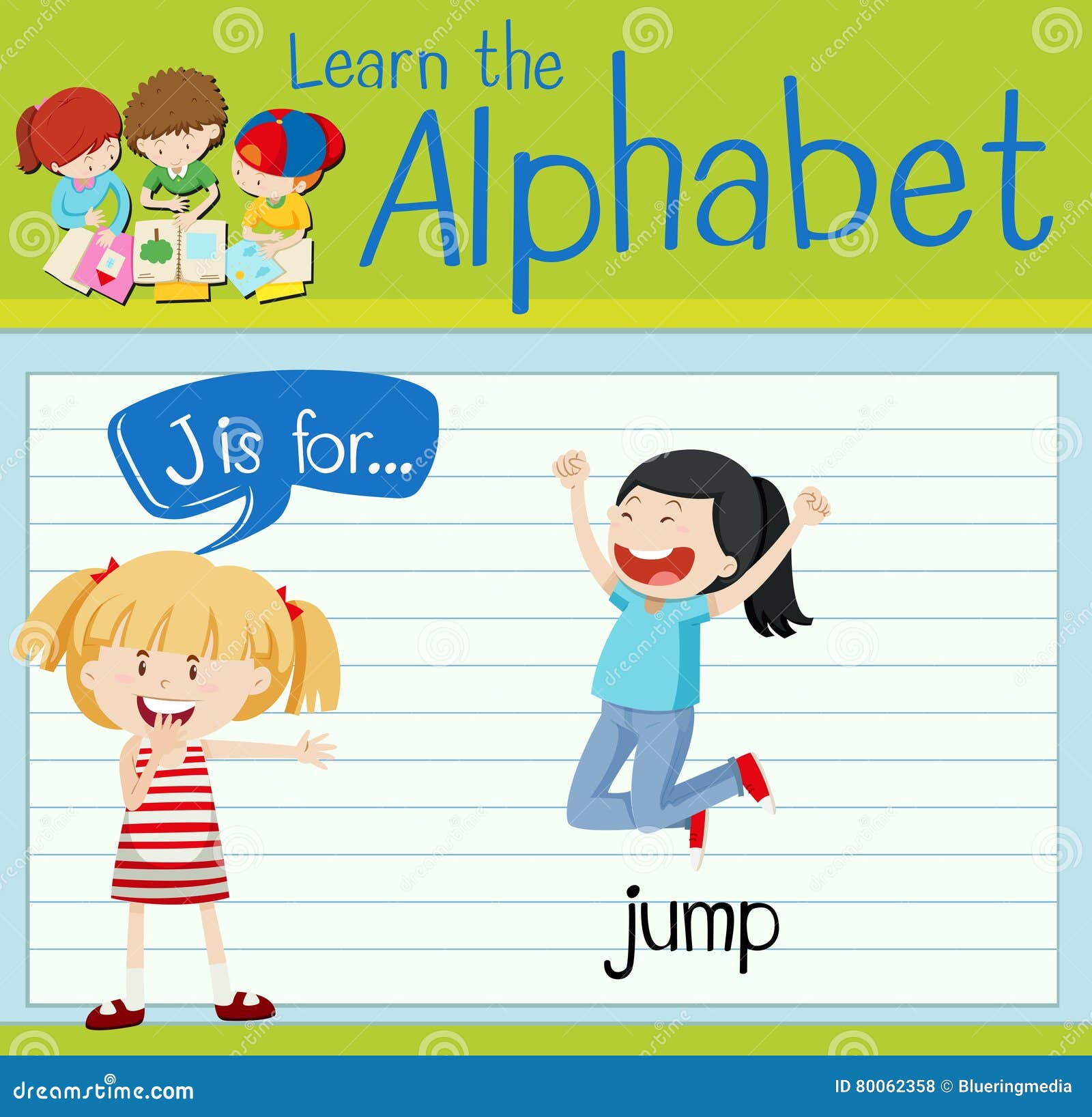 Flashcard Alphabet J is for Jump Stock Vector - Illustration of graphic ...