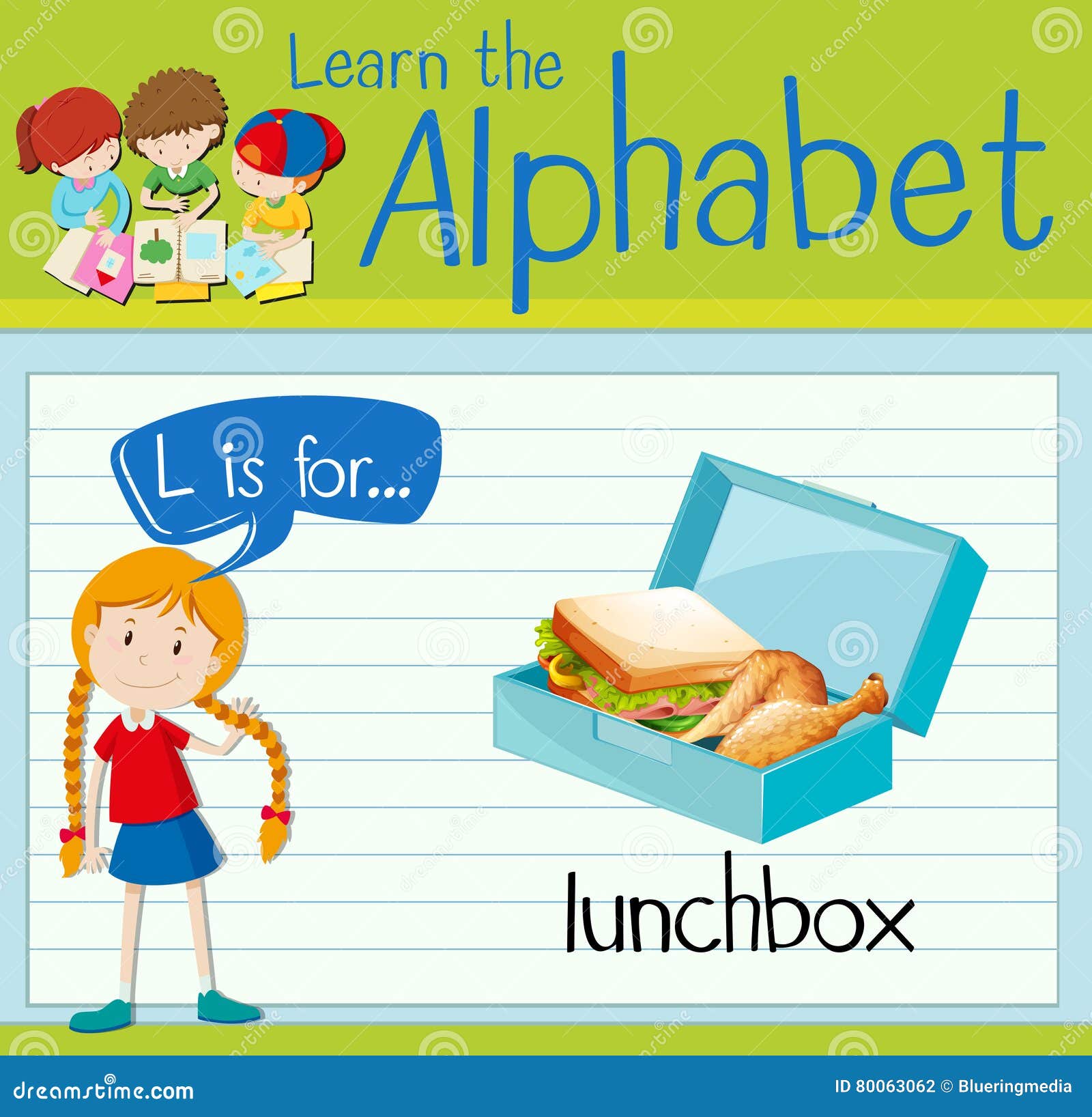 Flashcard Alphabet L is for Lunchbox Stock Vector - Illustration of ...