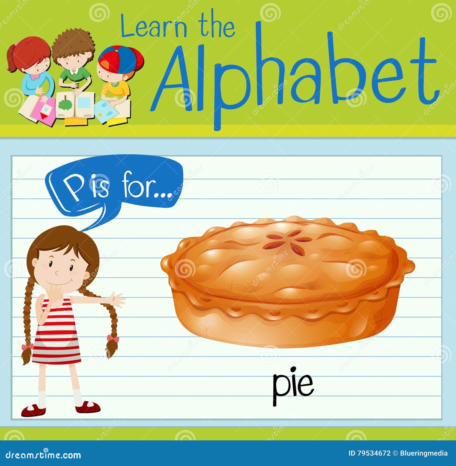 Flashcard Alphabet P is for Pie Stock Vector - Illustration of lesson ...