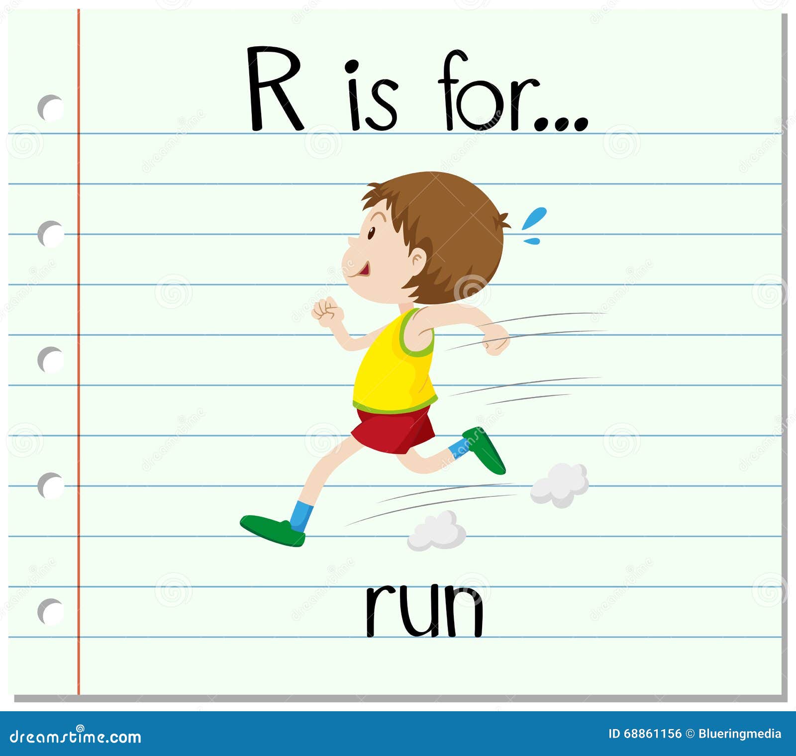 Flashcard Alphabet R is for Run Stock Vector - Illustration of exercise ...