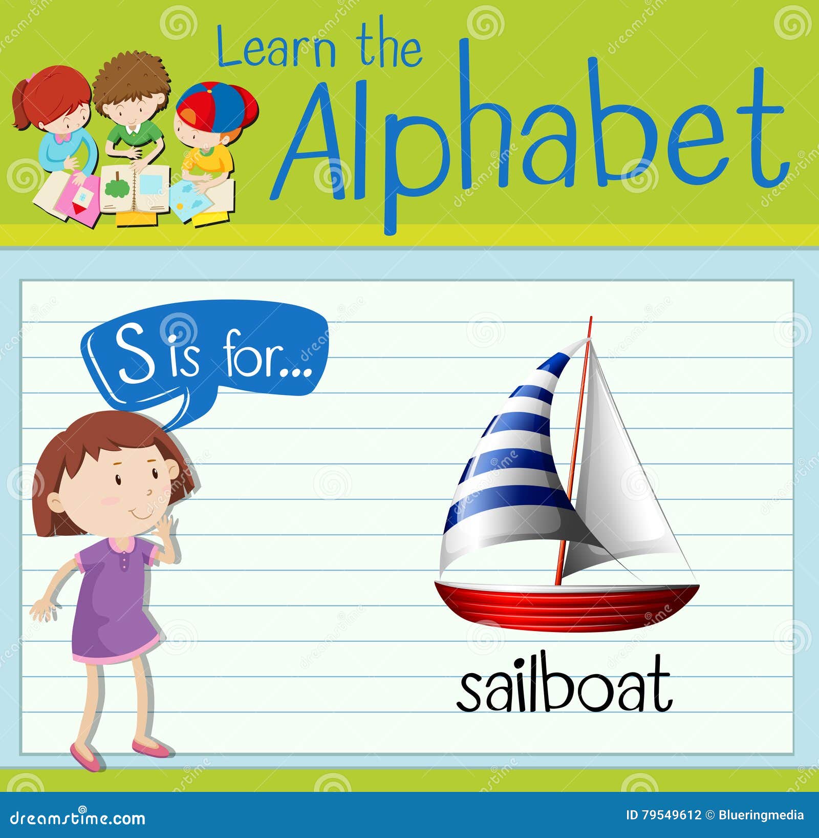 Flashcard Alphabet S is for Sailboat Stock Vector - Illustration of ...