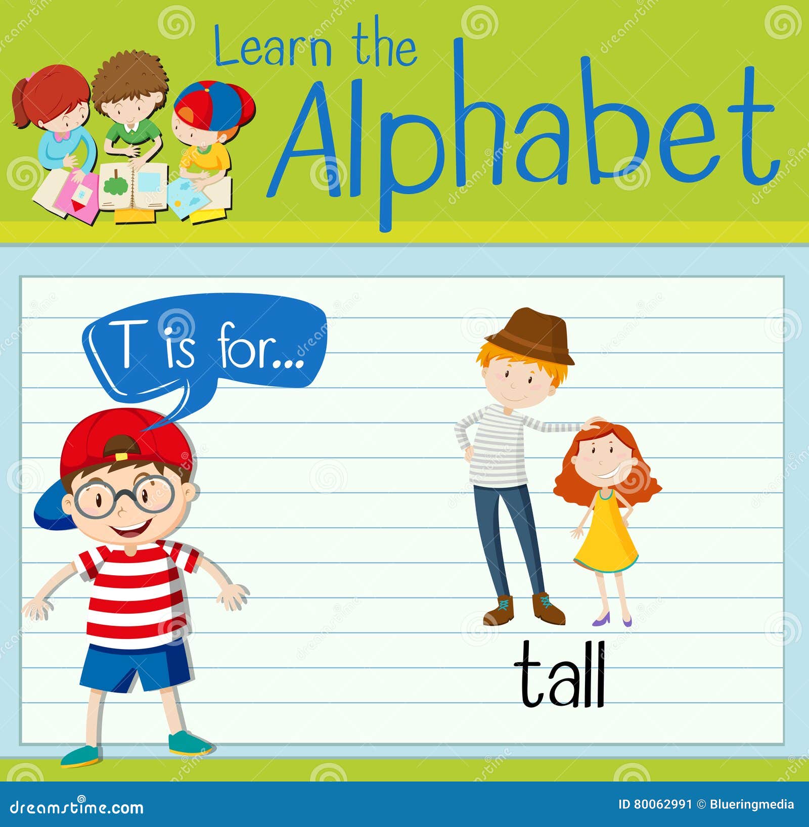 Words Tall And Short Flashcard With Cartoon Animal Characters. Opposite ...