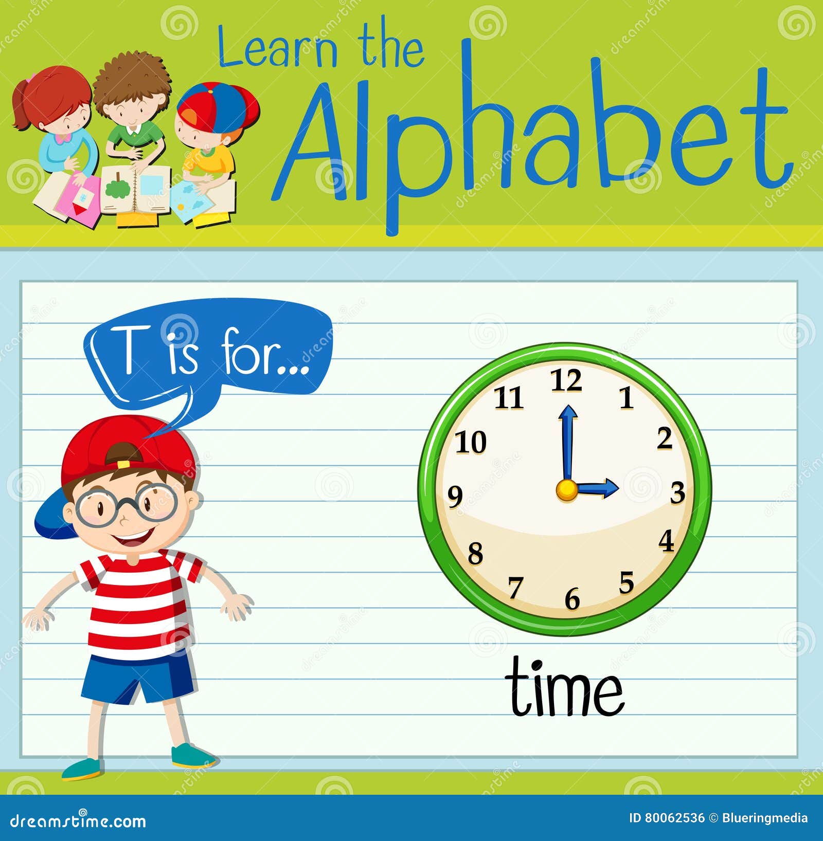 Flashcard Alphabet T is for Time Stock Vector - Illustration of english ...