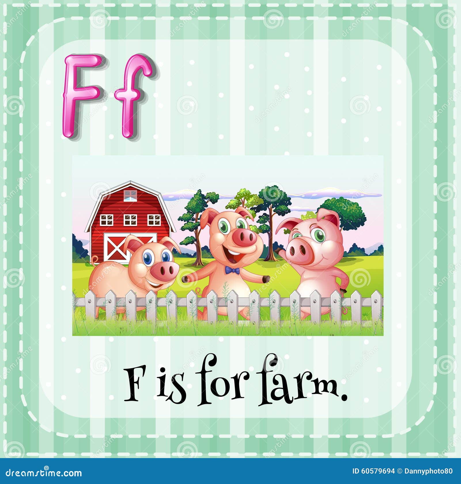 Flashcard Alphbet F is for Farm Stock Vector - Illustration of graphic ...