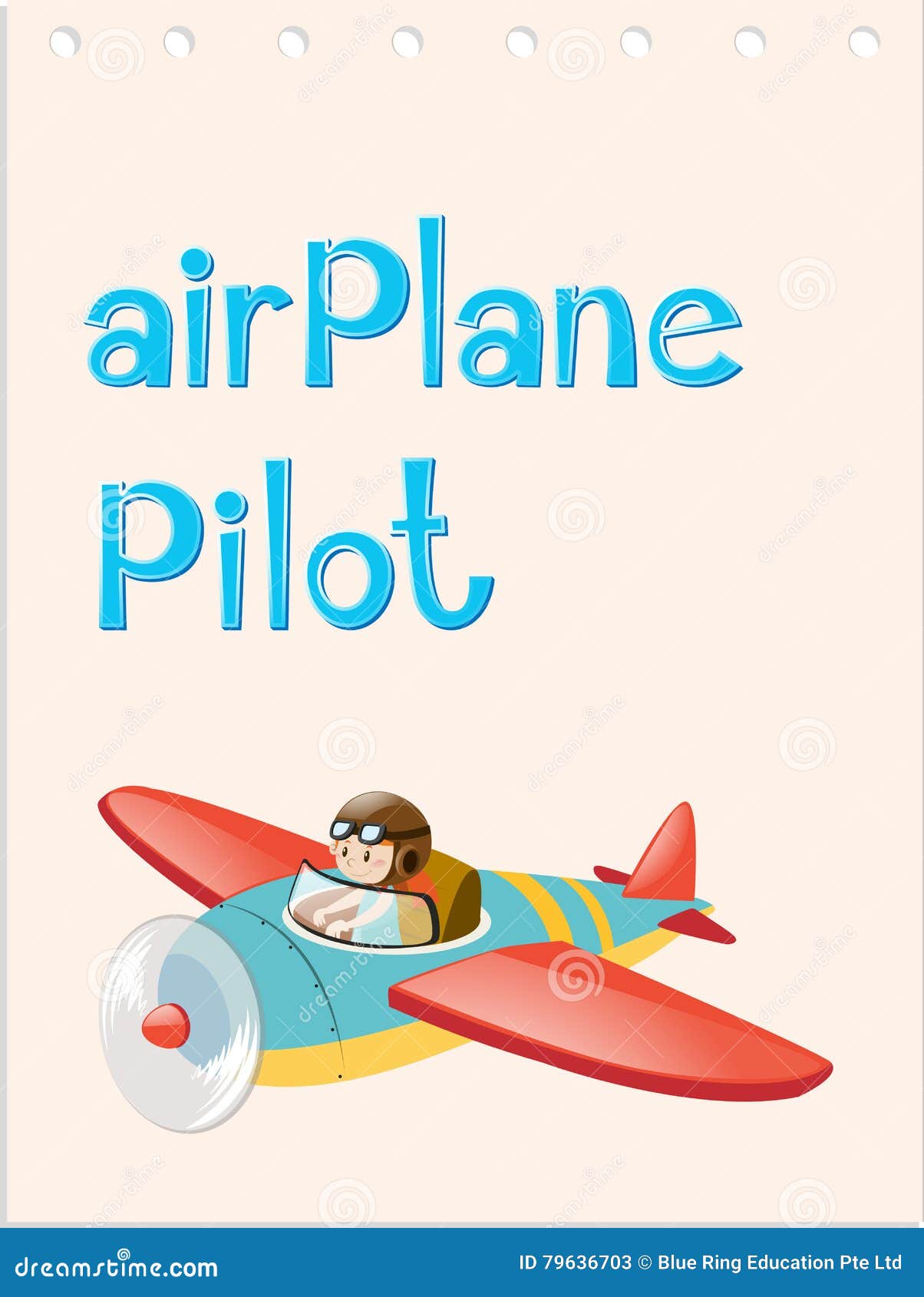 Flashcard Avec Le Pilote Et L'avion Illustration de Vecteur ...