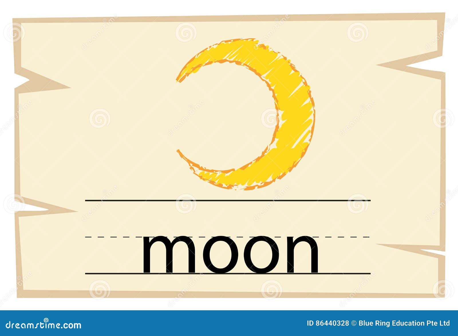 Flashcard Design for Word Moon Stock Vector - Illustration of flashcard ...