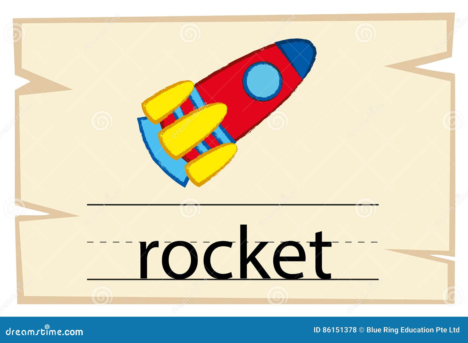 Flashcard Design for Word Rocket Stock Vector - Illustration of ...