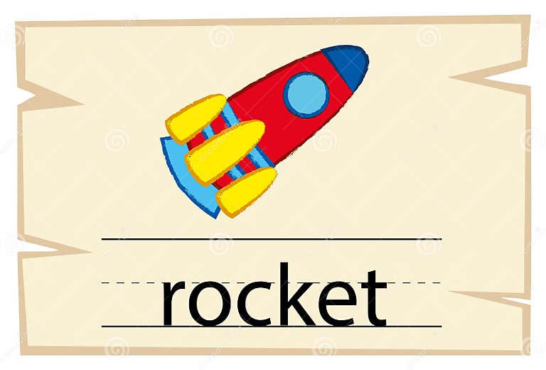 Flashcard Design for Word Rocket Stock Vector - Illustration of ...