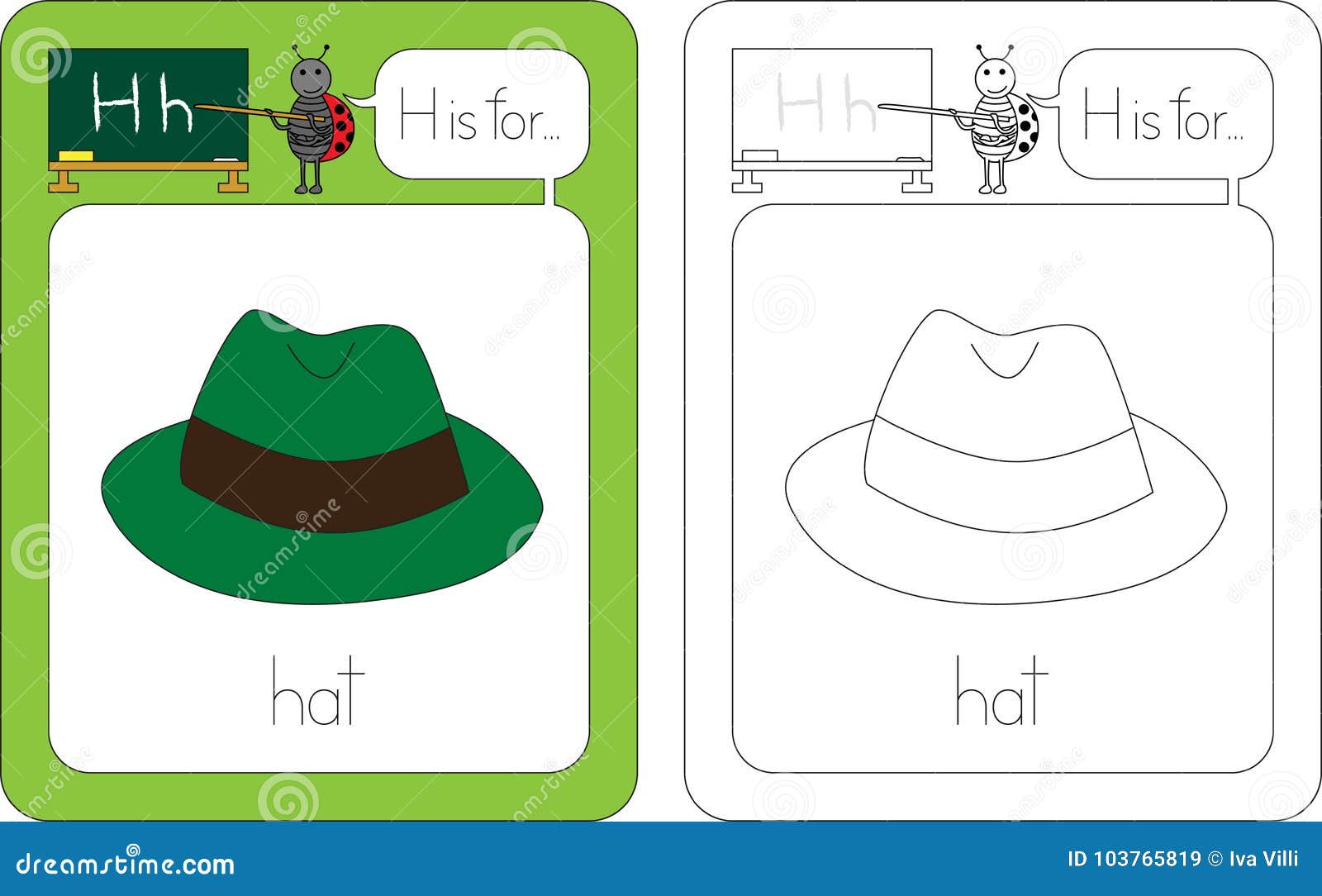 Flashcard letter H stock vector. Illustration of handwriting - 103765819