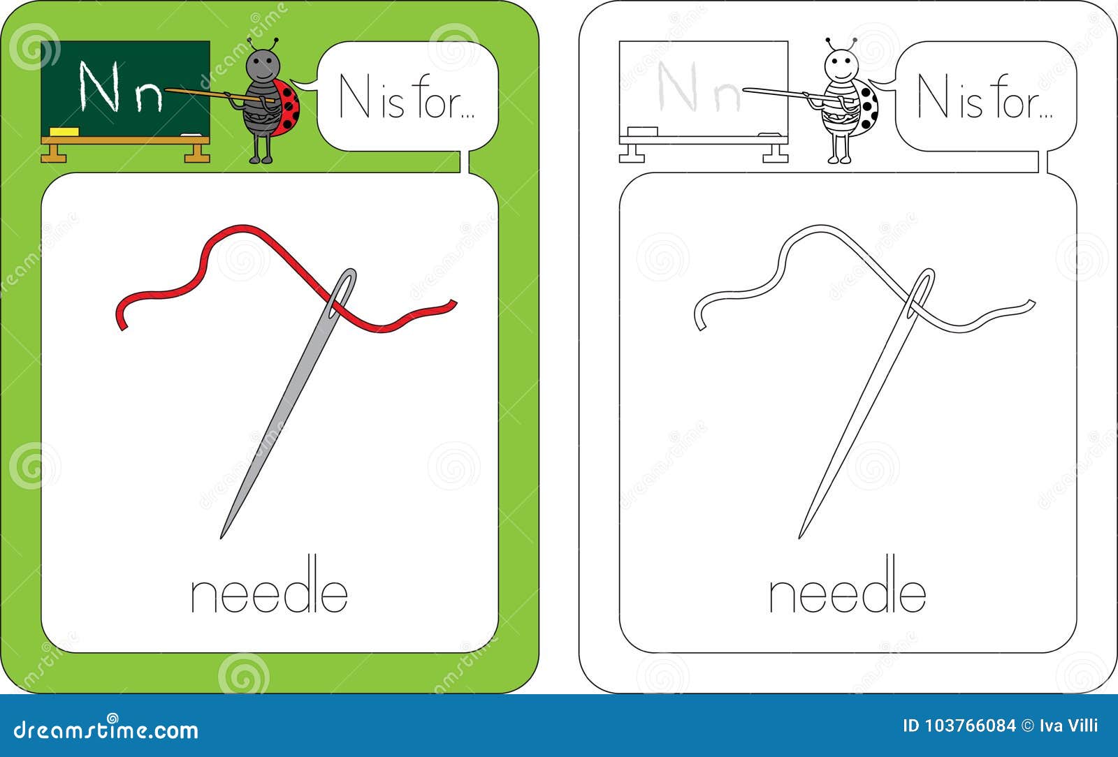 Flashcard letter N stock vector. Illustration of letter - 103766084