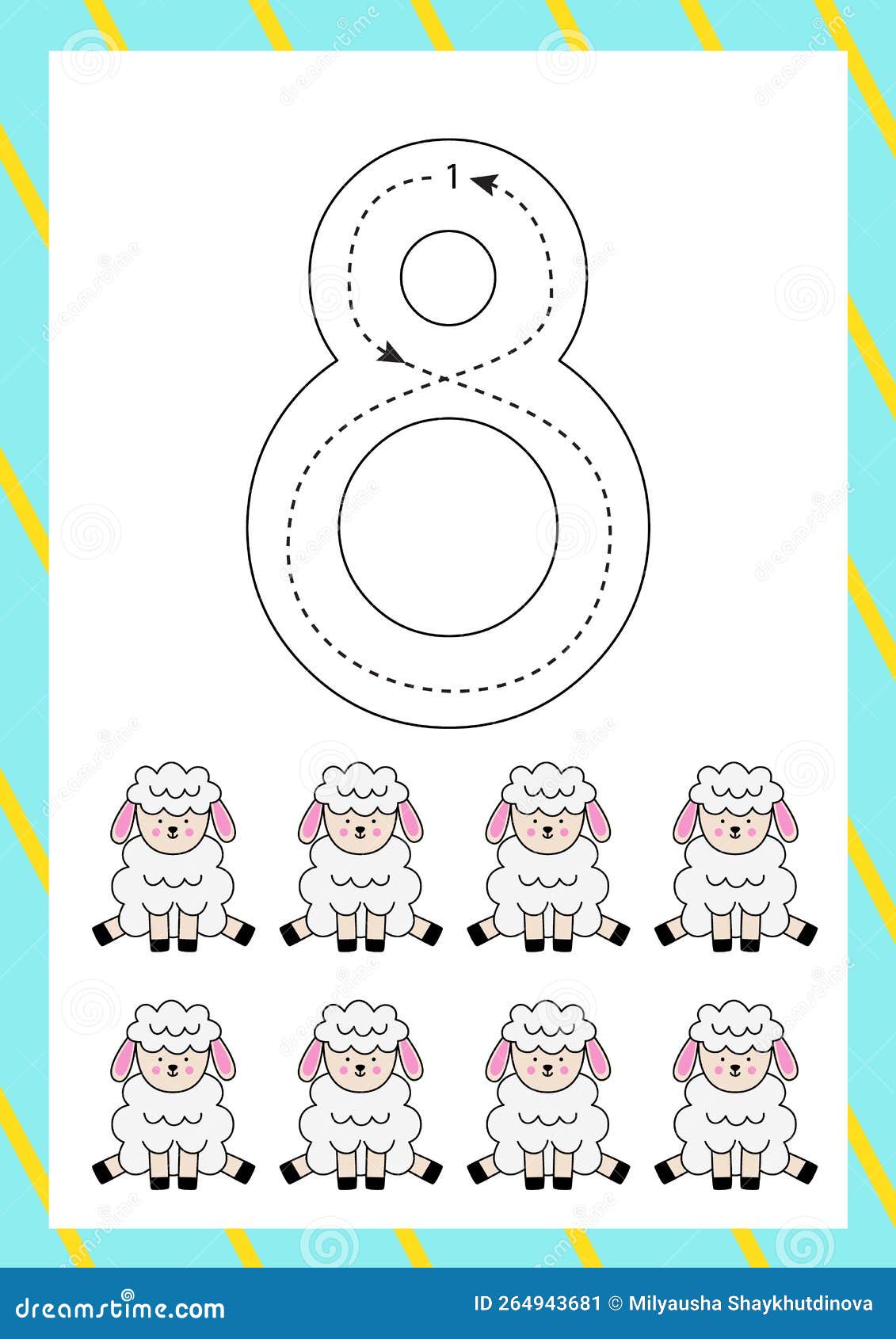 Easter Flashcard How To Write Number Eight. Worksheet for Kids Stock ... Easter Flashcard How To Write Number Eight. Worksheet for Kids Stock ...