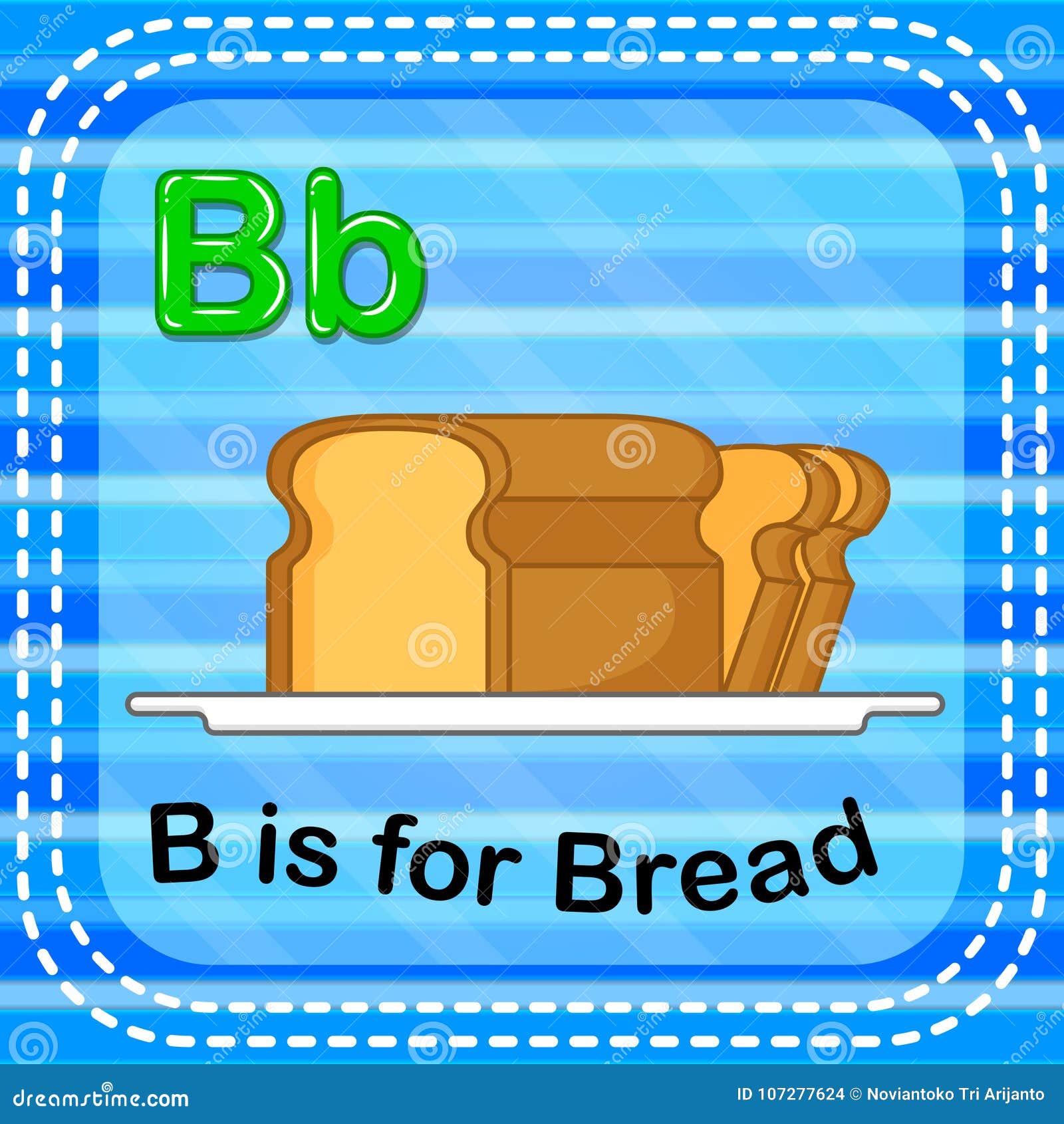 Flashcard Letter B is for Bread Stock Vector - Illustration of graphic ...