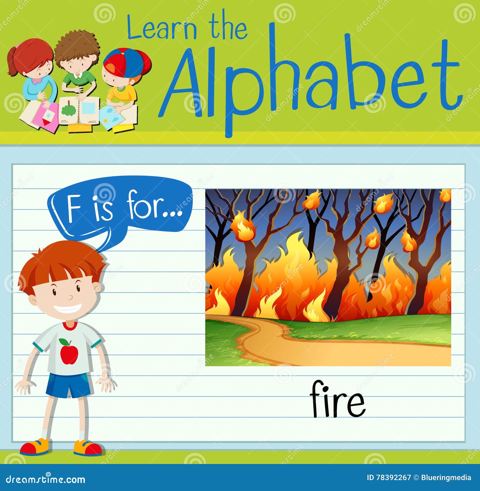 Flashcard Letter F is for Fire Stock Vector - Illustration of english ...