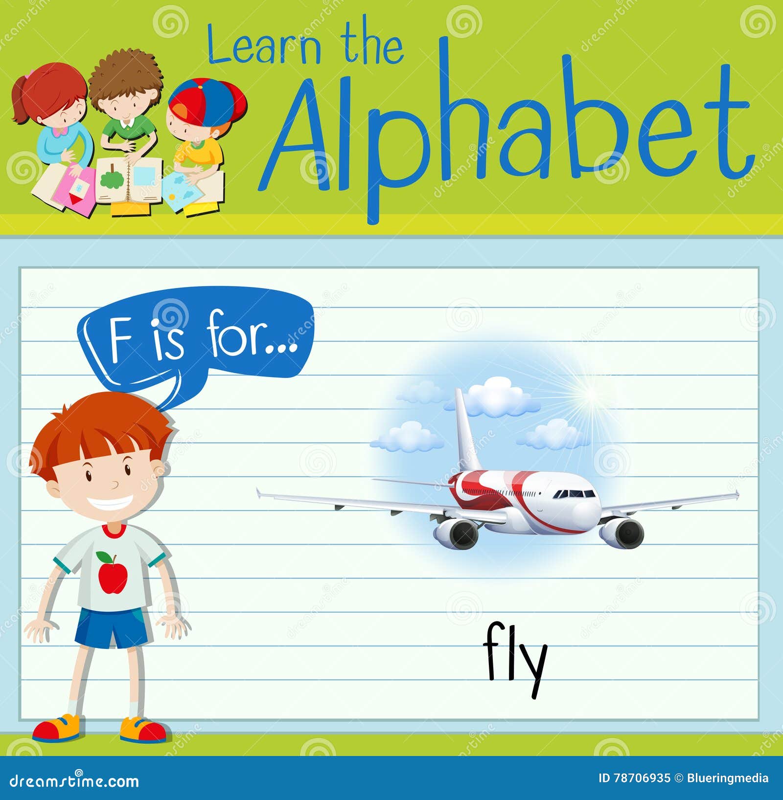 Flashcard Letter F is for Fly Stock Illustration - Illustration of clip ...