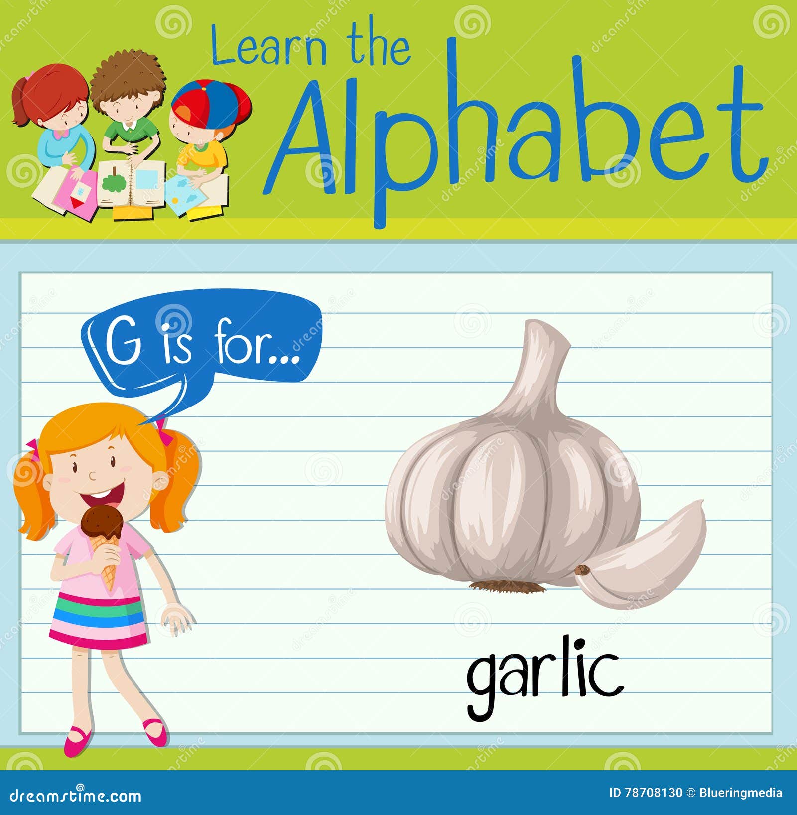 Flashcard Letter G is for Garlic Stock Illustration - Illustration of ...