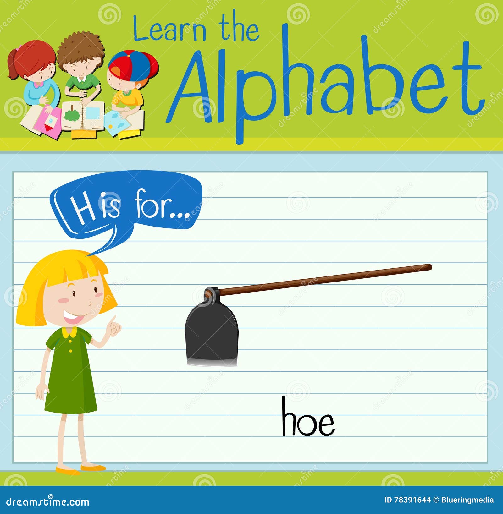 Flashcard Letter H Is For Hoe Stock Vector - Illustration of poster ...