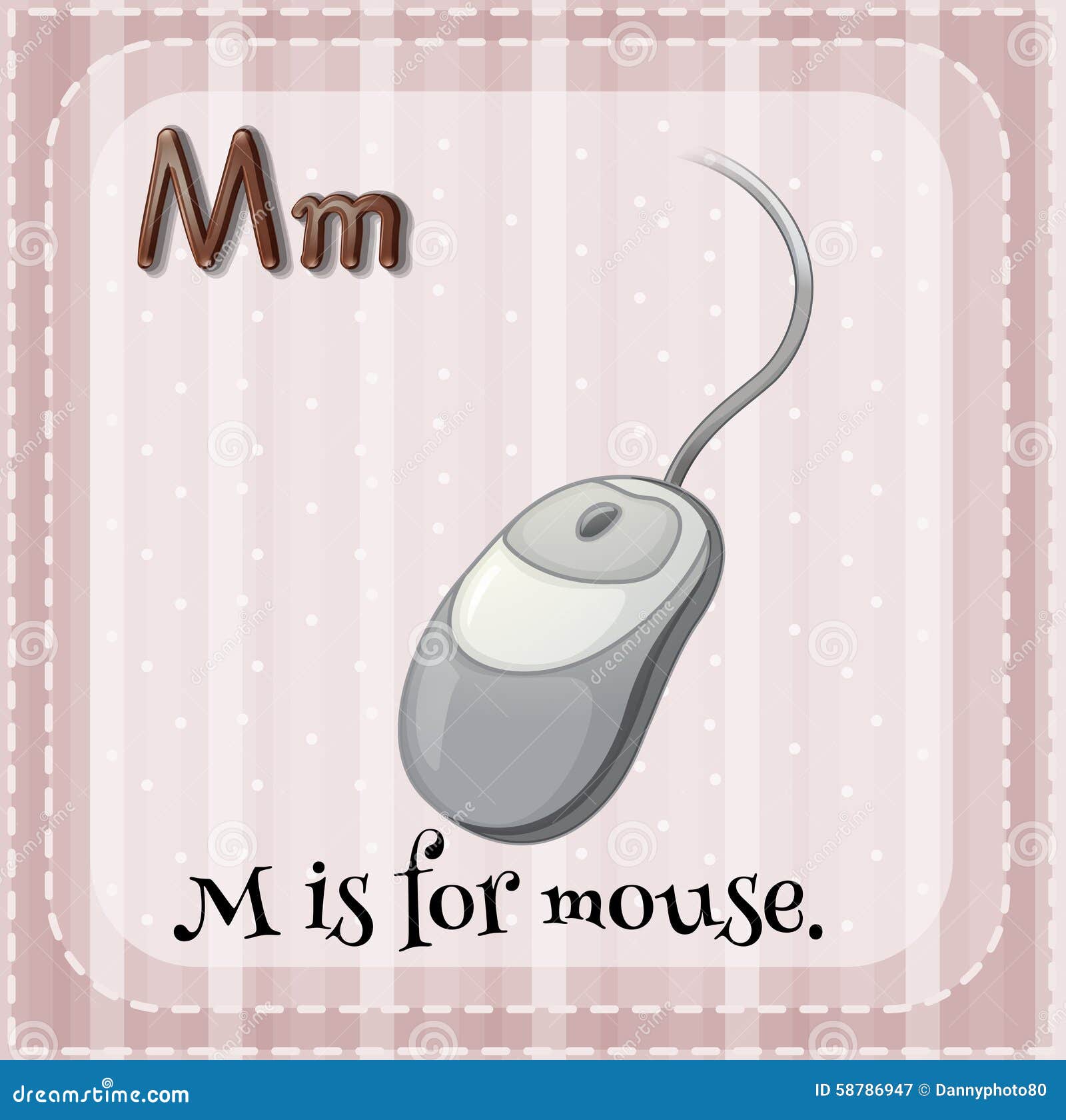 Flashcard of letter M stock vector. Illustration of words - 58786947