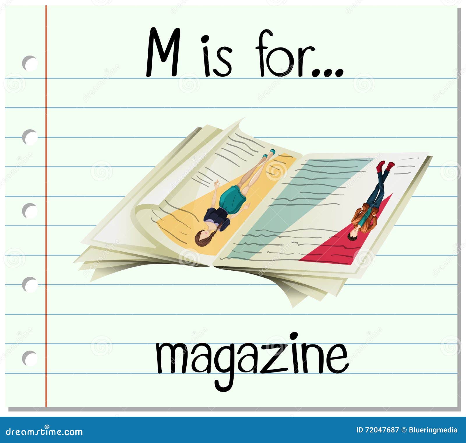 Flashcard Letter M is for Magazine Stock Vector - Illustration of card ...