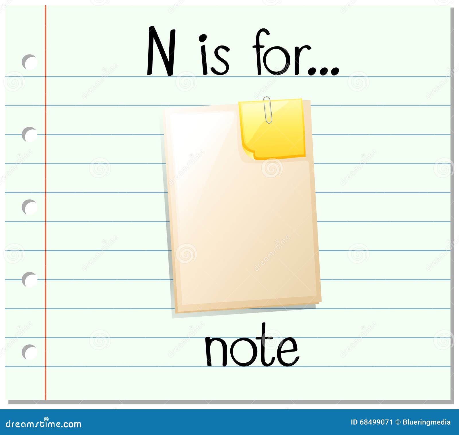 Flashcard Letter N is for Note Stock Vector - Illustration of cardboard ...
