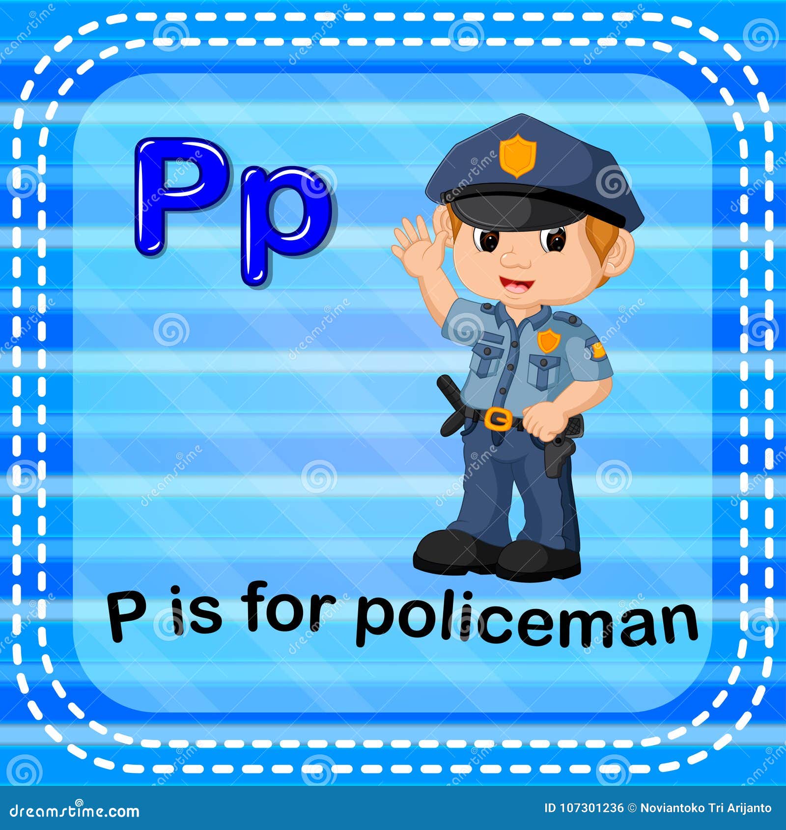 Flashcard Letter P is for Policeman Stock Vector - Illustration of ...