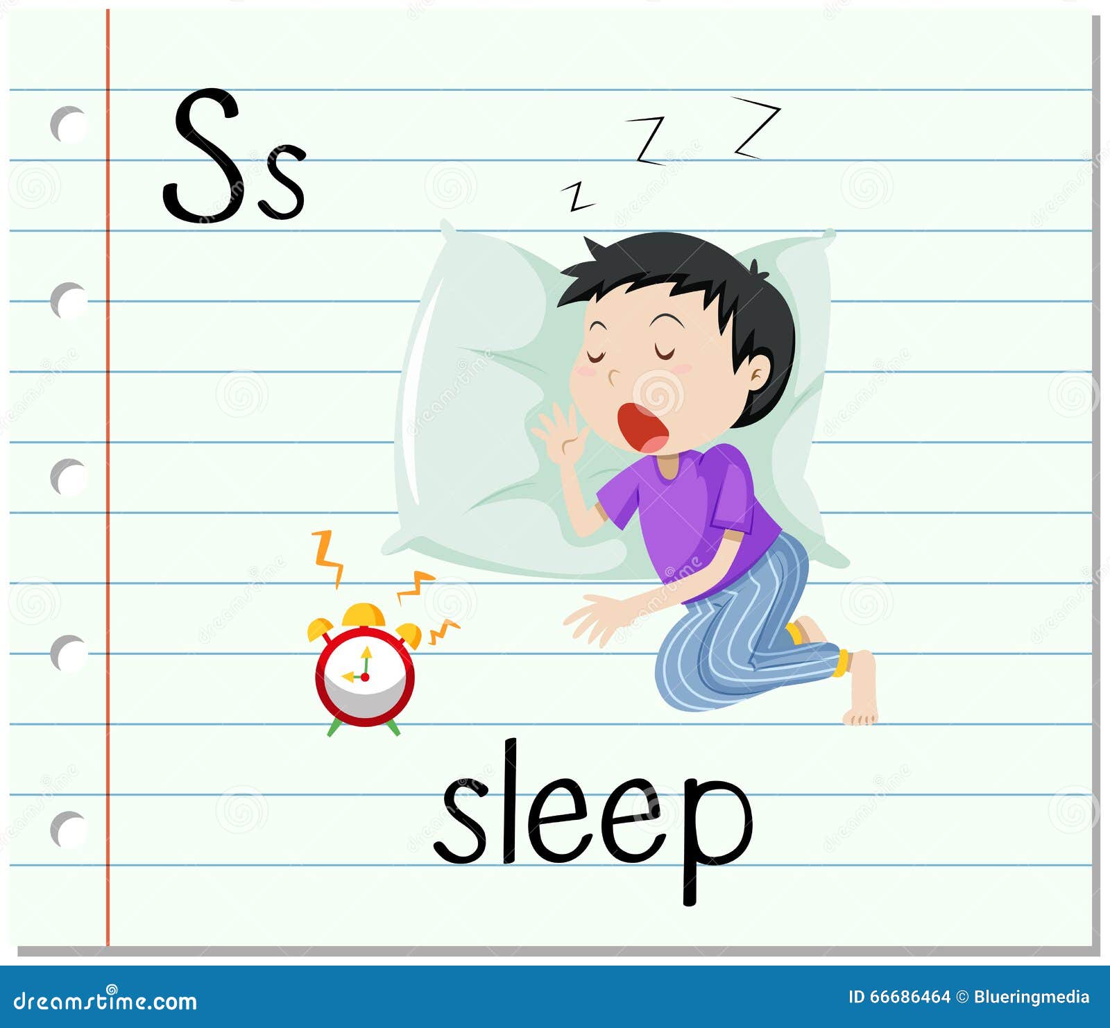 Flashcard Letter S is for Sleep Stock Vector - Illustration of graphic ...