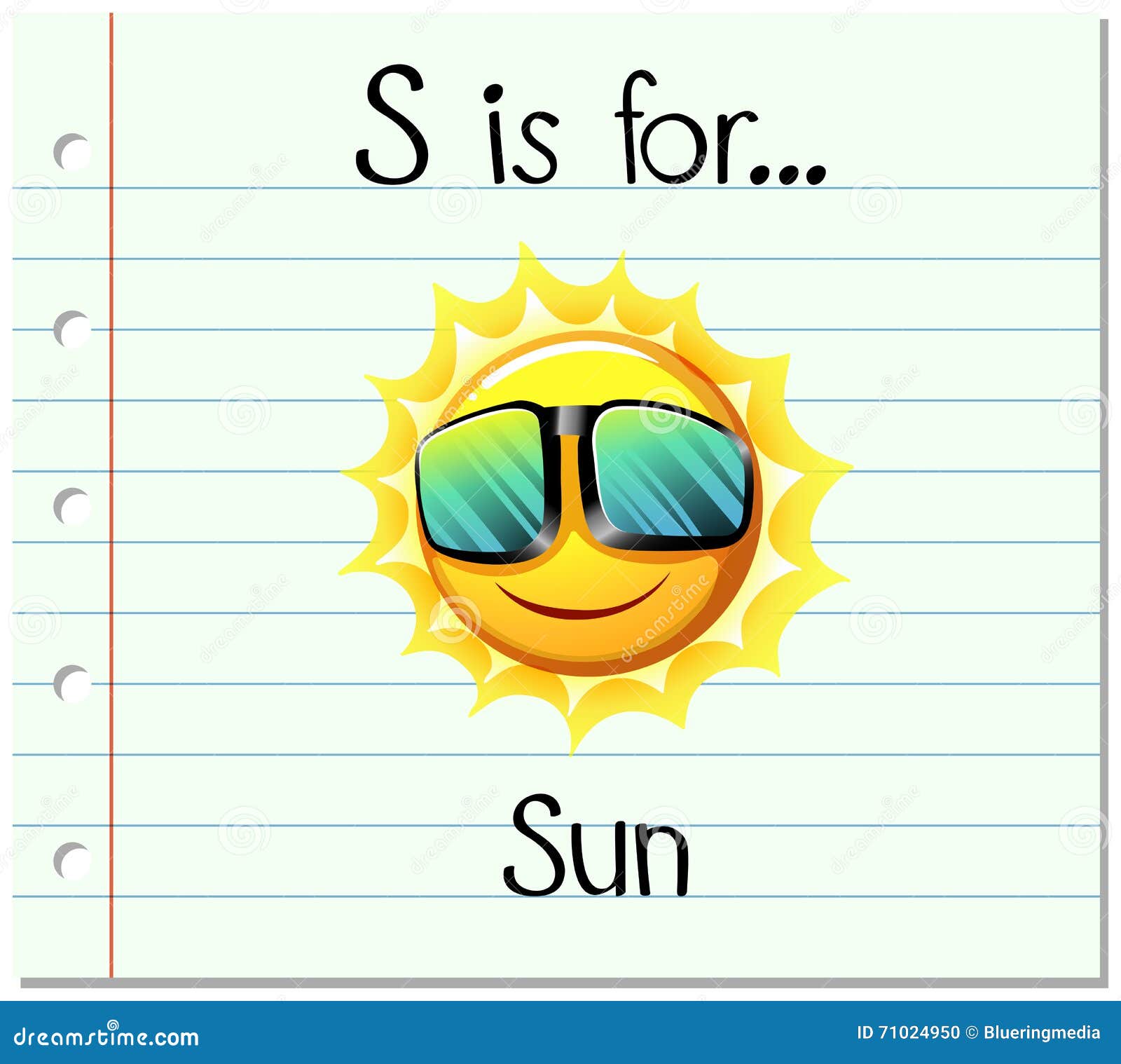 Flashcard Letter S is for Sun Stock Vector - Illustration of phonetics ...