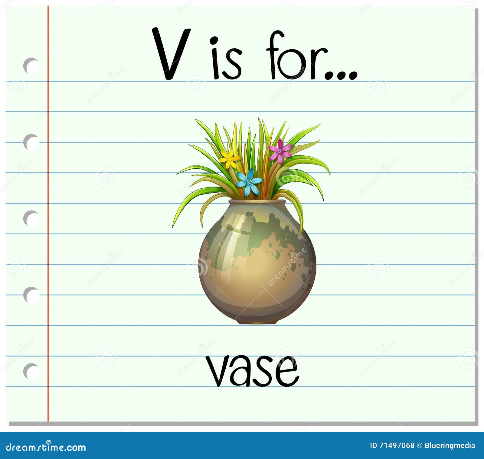 Flashcard Letter V is for Vase Stock Vector - Illustration of ceramic ...