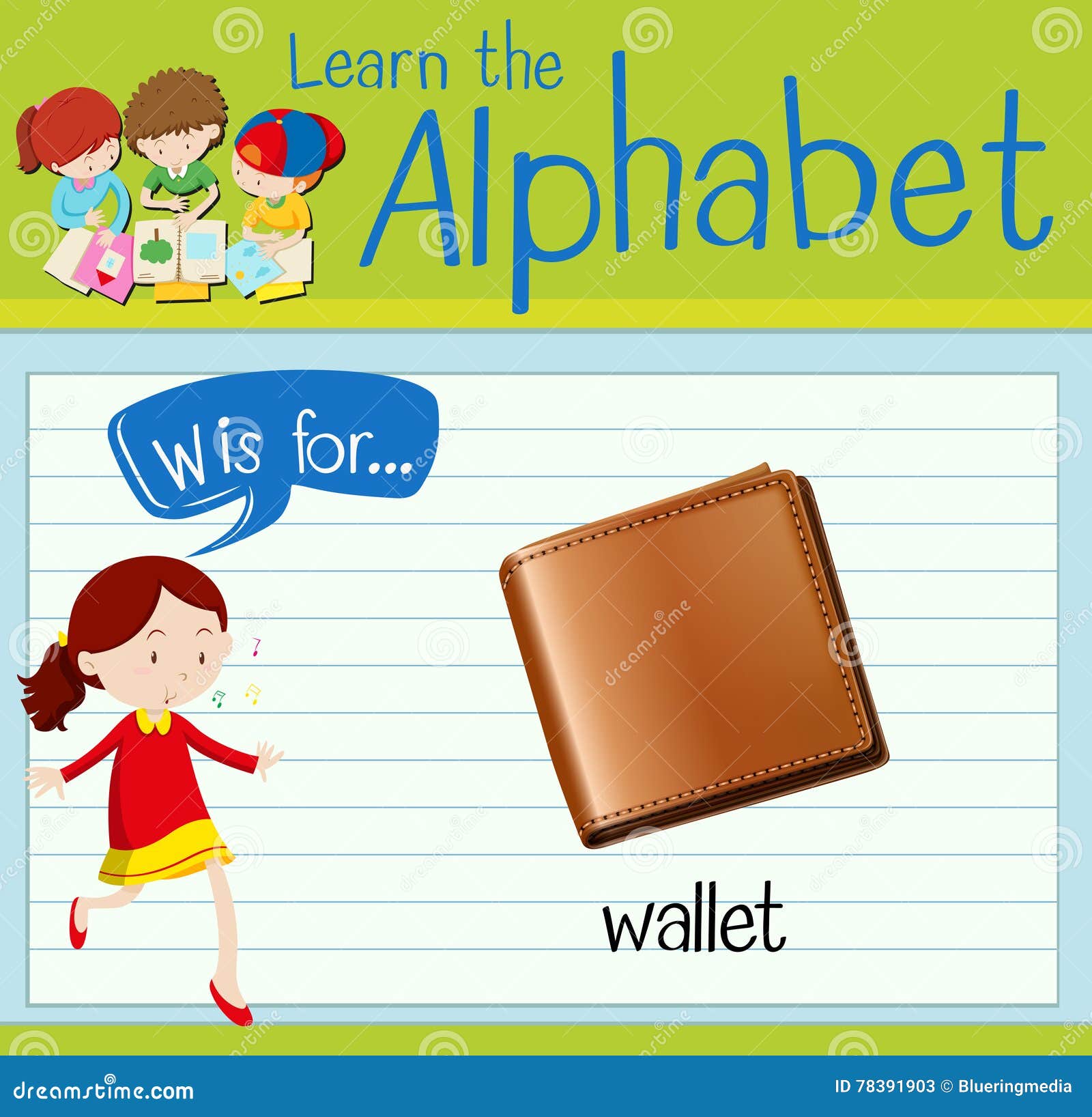 Flashcard Letter W is for Wallet Stock Vector - Illustration of words ...