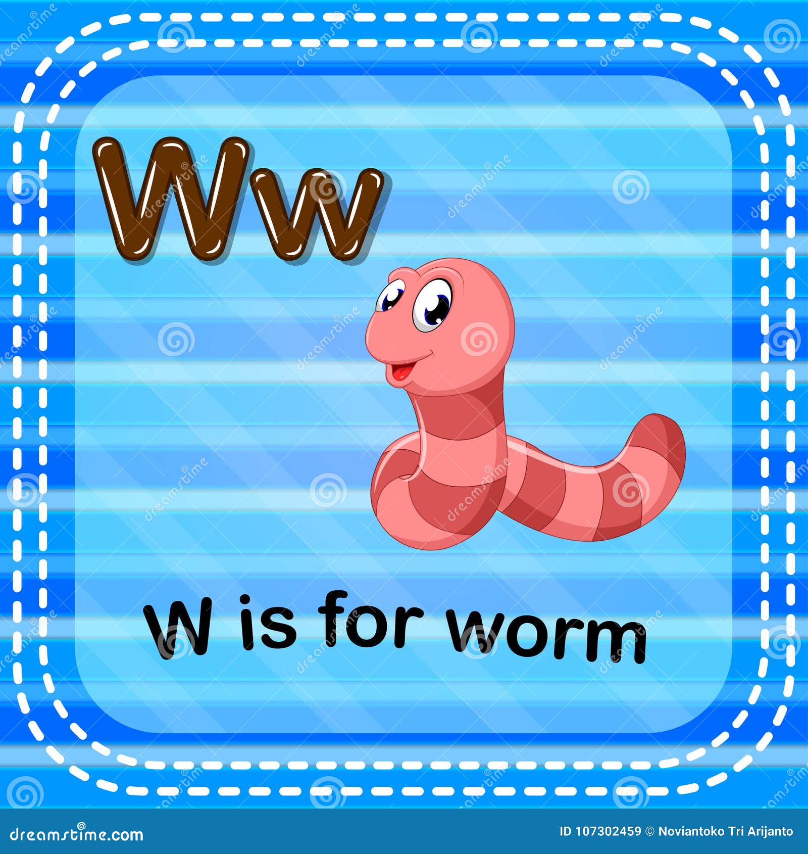 Flashcard Letter W is for Worm Stock Vector - Illustration of english ...