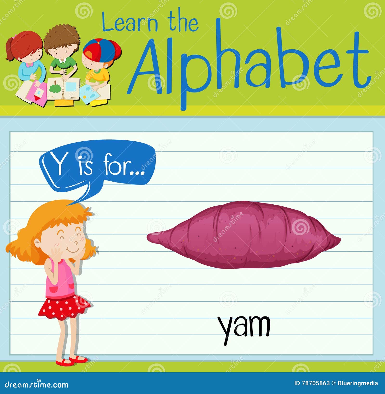 Flashcard Letter Y is for Yam Stock Vector - Illustration of vobabulary ...