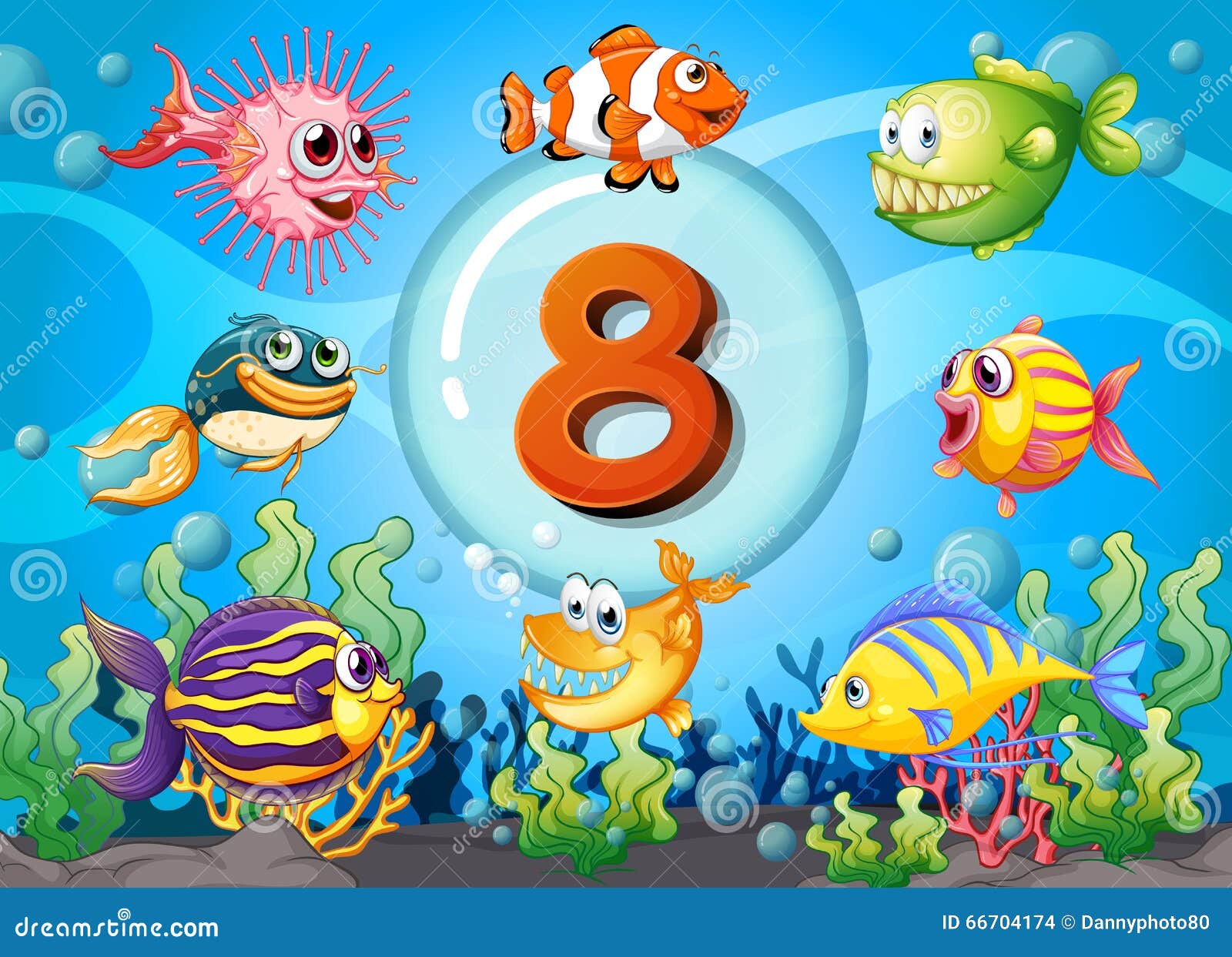 Flashcard Number Eight Cartoon Vector | CartoonDealer.com #116667491